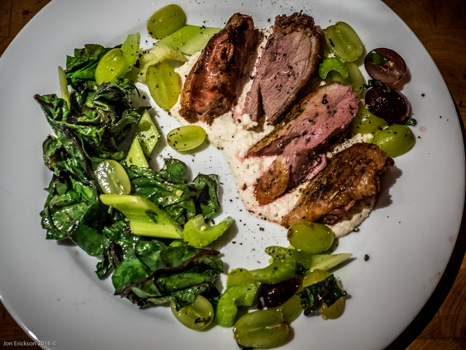 Grilled Duck Breast With Charred Greens, Grapes, And Celery From Slow ...